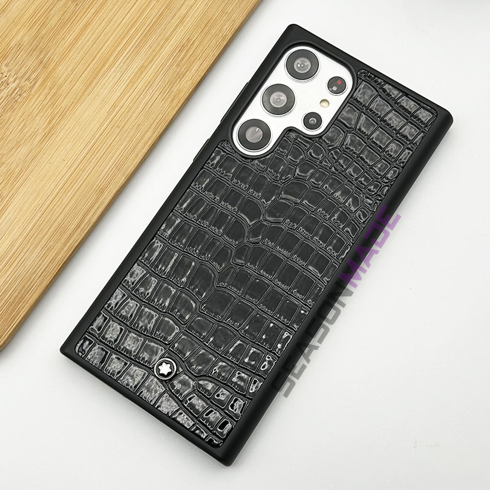 Samsung Galaxy S25 Ultra Croc Pattern MB Logo PU Leather Case Cover ...