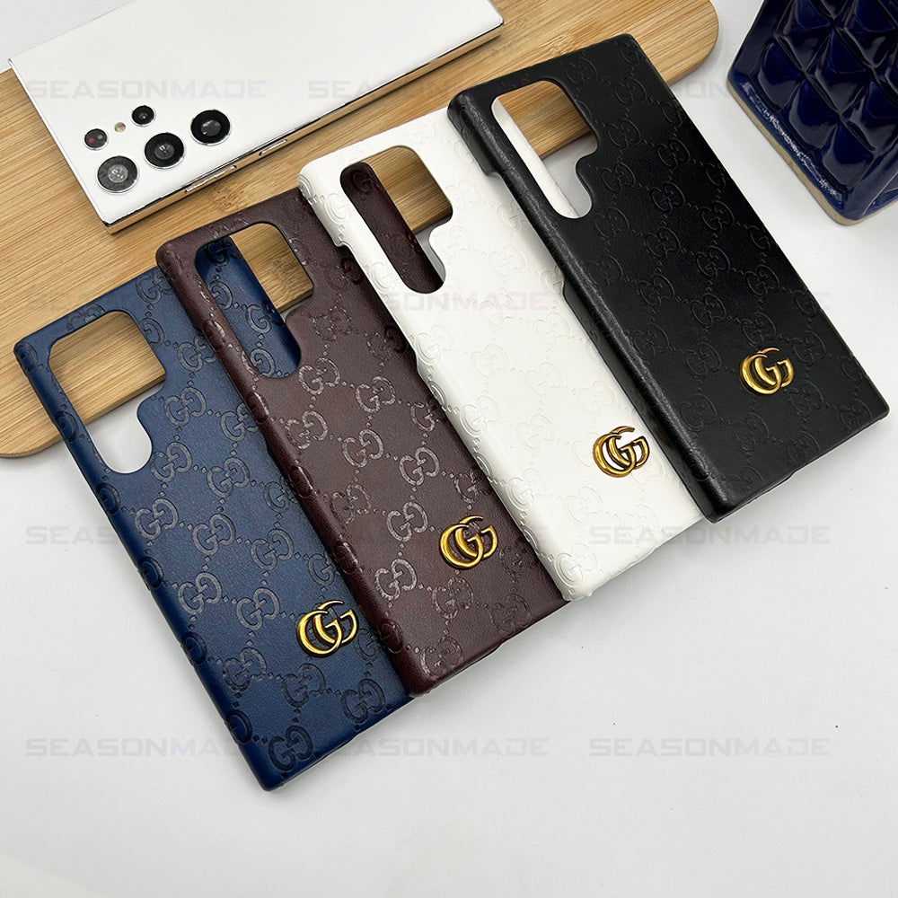 Samsung Galaxy S25 Ultra Luxury GG Fashion Leather Brand Case Cover ...