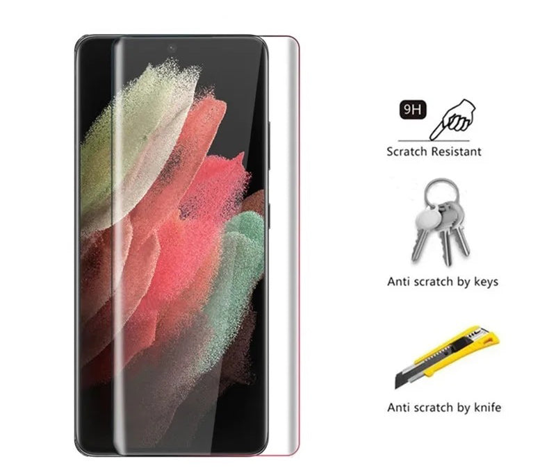 Samsung Galaxy S23 Ultra Full Curved UV Tempered Glass Screen Protecto ...
